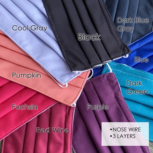 Solid Color Nose Wire Face Mask Folded Face Mask 3 Layer - Etsy