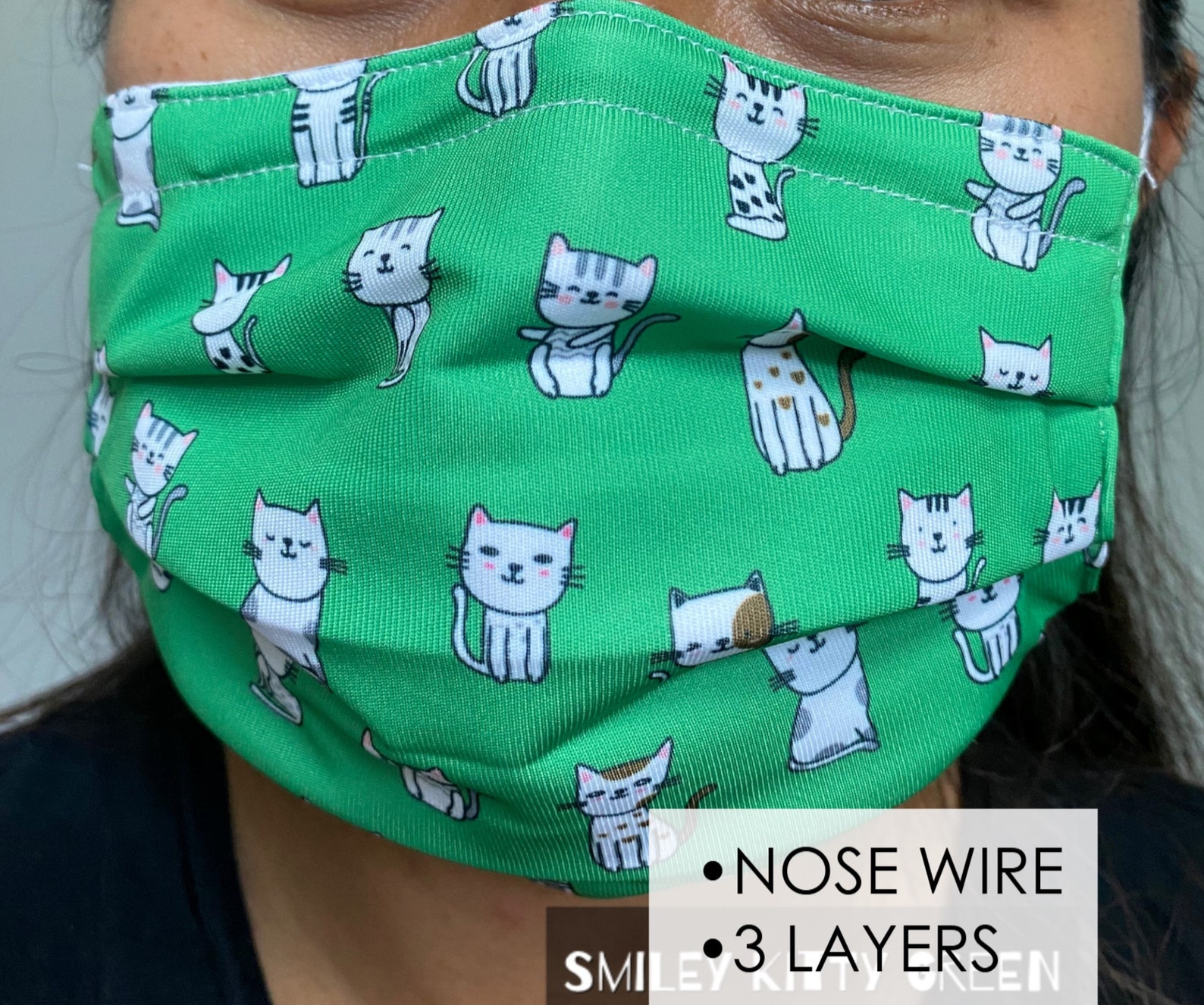 Nose Wire Face Mask 3 Layer Face Mask Cotton Polyester - Etsy