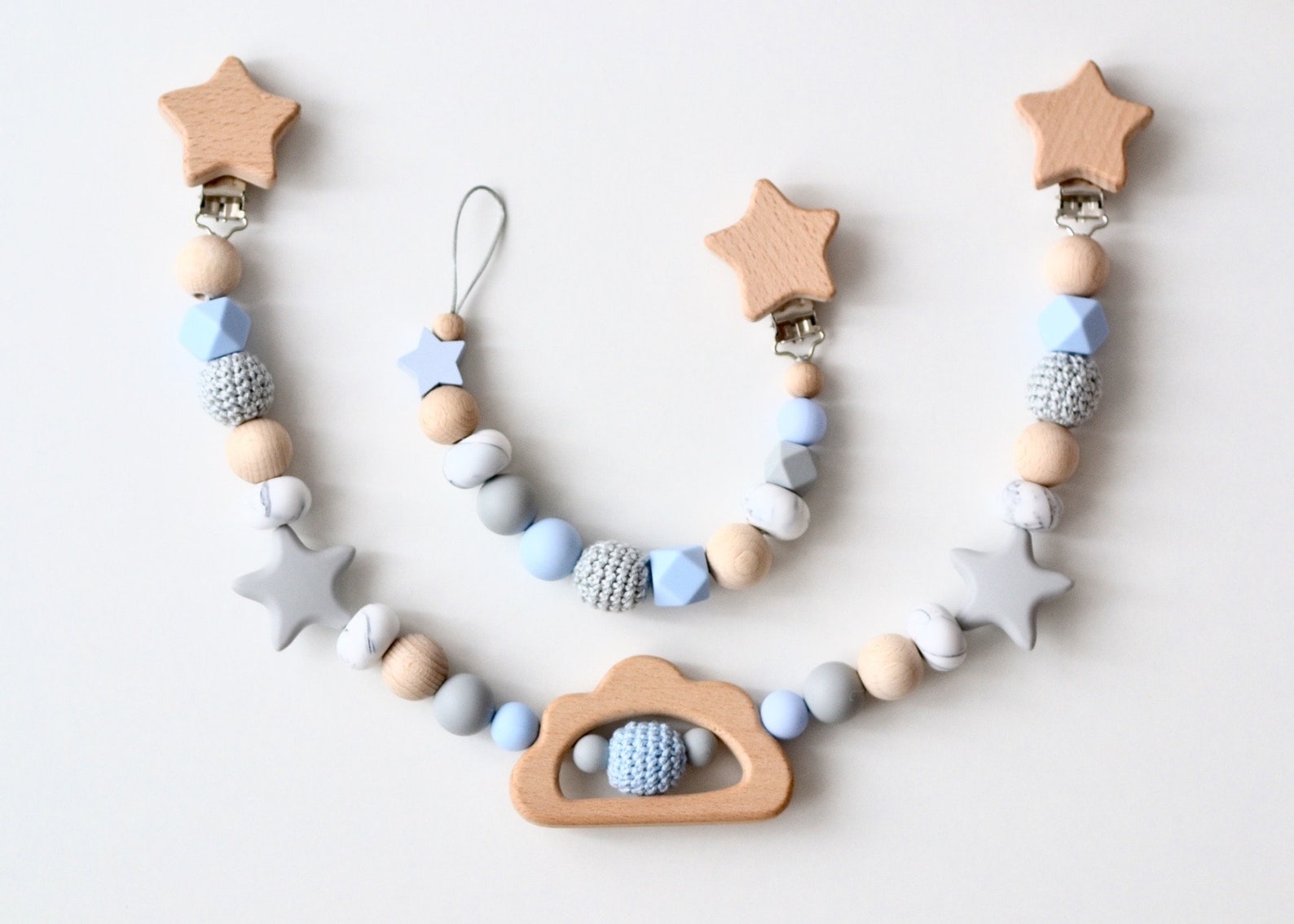 Set for Baby Pacifier chain Pram chain Stroller chain | Etsy