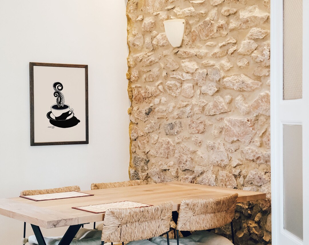 Squid Ink Coffee Giclée Print | Minimalist Eco Art Painting | Poster - Etsy