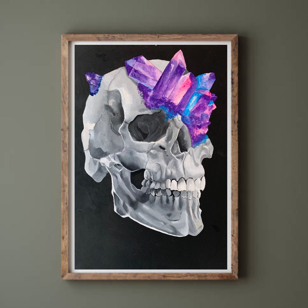 Human Skull and Crystals ART PRINT - Etsy