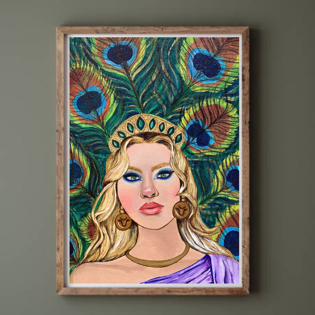 Hera Art Print: Greek Goddess, Peacock Feathers, Mythology Decor - Etsy