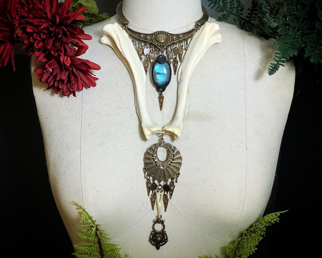 Bone Necklace | Beaver Tibia Bone, Alligator Chevron Bone and ...
