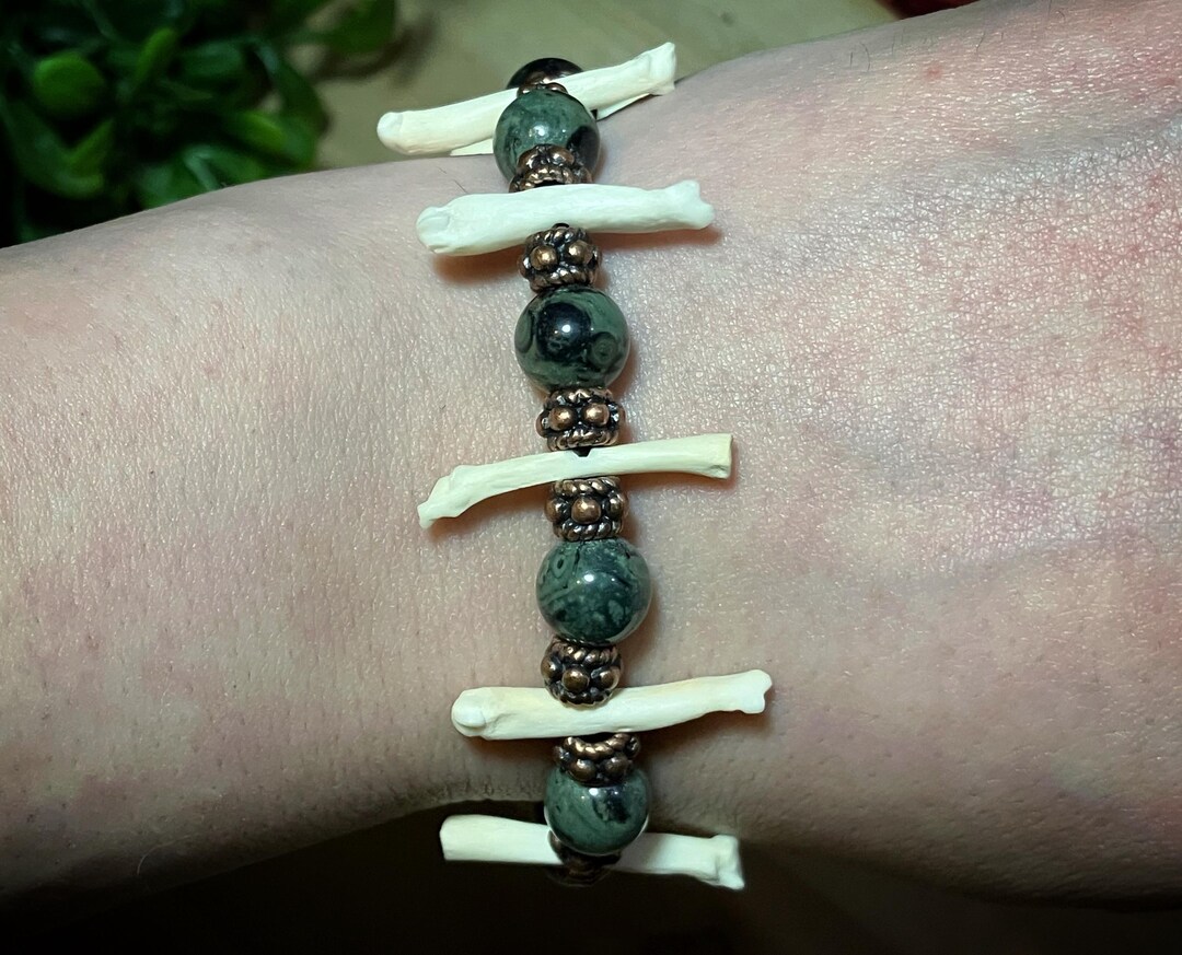 Bone Bracelet | Muskrat Foot Bone and Kambaba Jasper Beaded Bracelet ...