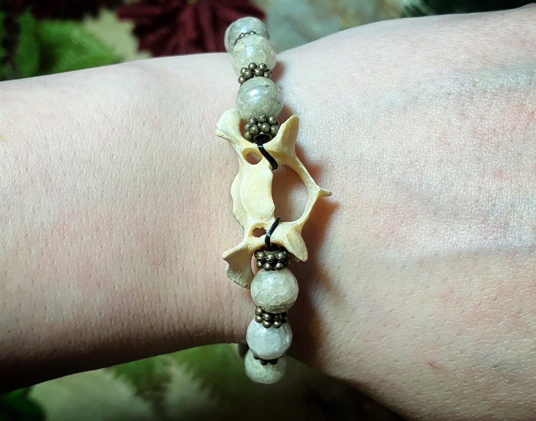 Bone Bracelet | Raccoon Vertebra and Dolomite Beaded Bracelet | Bone ...