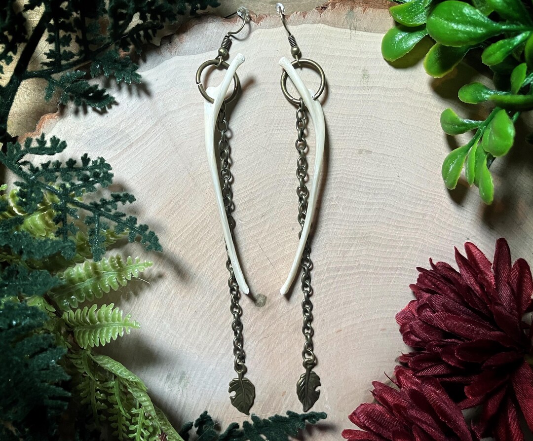Bone Earrings | Alligator Rib Bone Dangle Earrings | Bone Jewelry ...