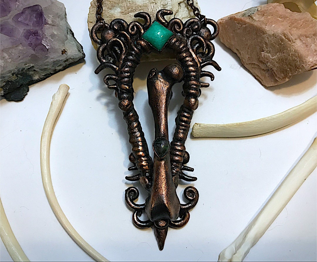 Hand Sculpted Copper Electroformed Filigree, Skunk Femur Bone Replica ...