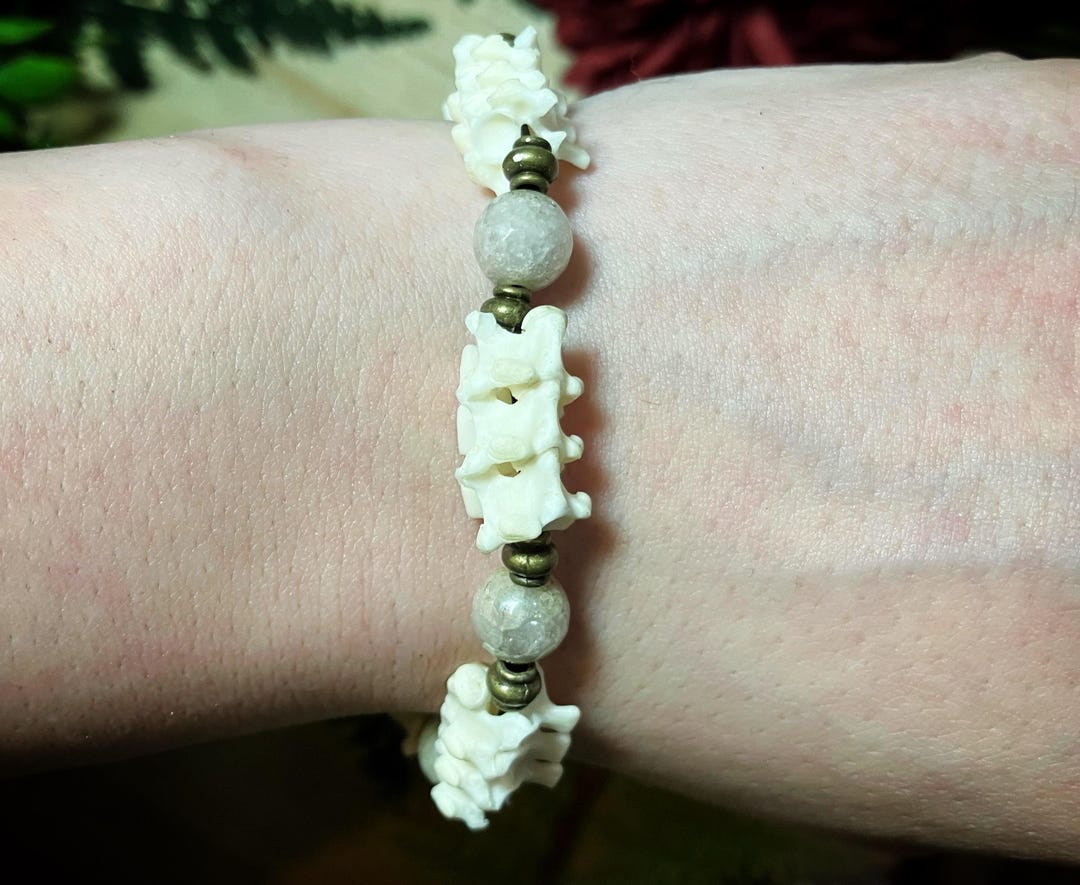 Bone Bracelet | Snake Vertebrae and Dolomite Beaded Bracelet | Witchy ...