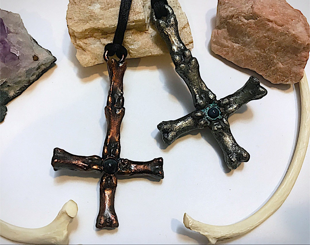 Copper Coyote Toe Bone Replica and Blue Tiger Eye Inverted Cross ...