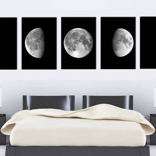 Moon Phases Print Set of 6 Living Room Decor Moon Wall Art - Etsy