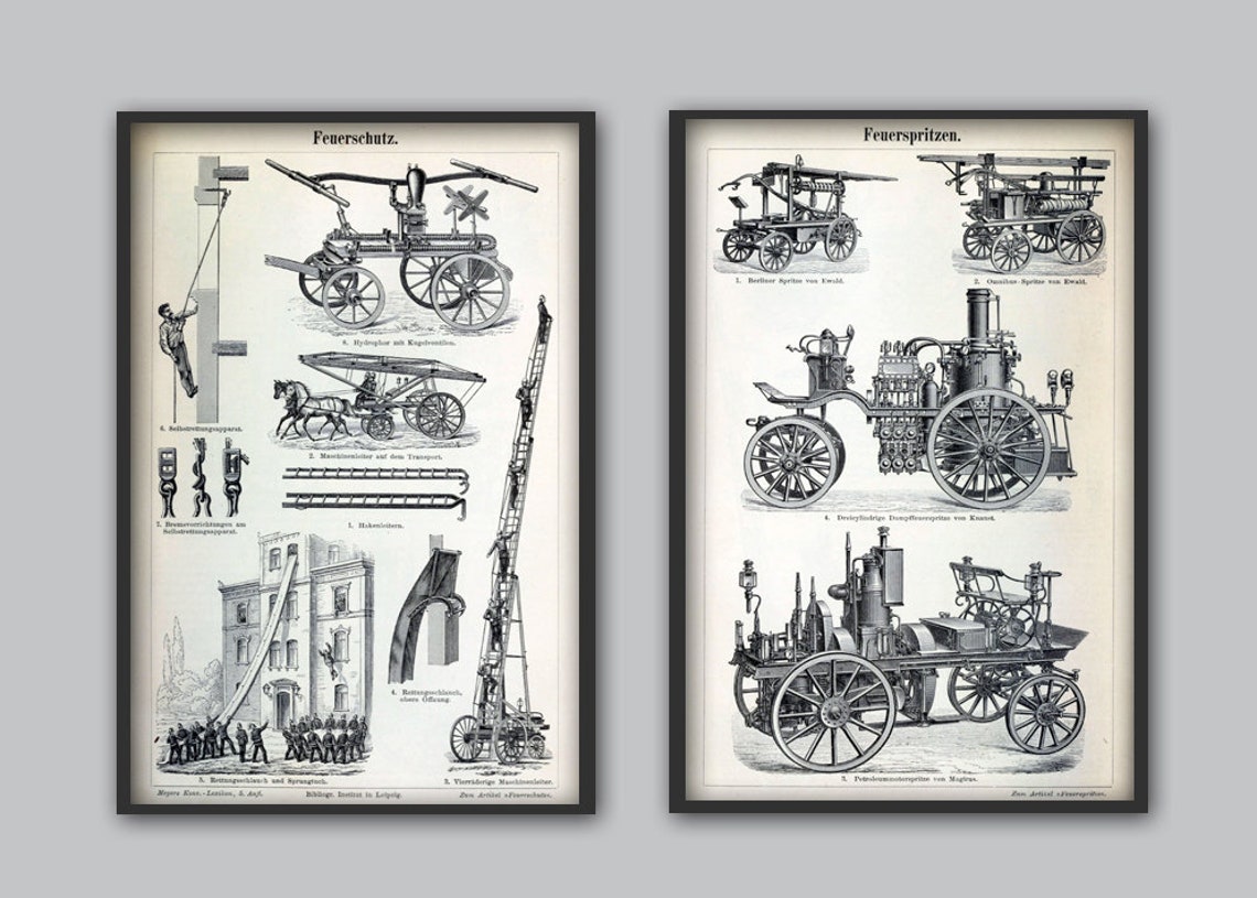 Vintage Firefighting Wall Art Print Firefighter Gift Idea - Etsy