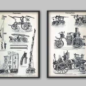 Vintage Firefighting Wall Art Print - Firefighter Gift Idea - Fireman ...