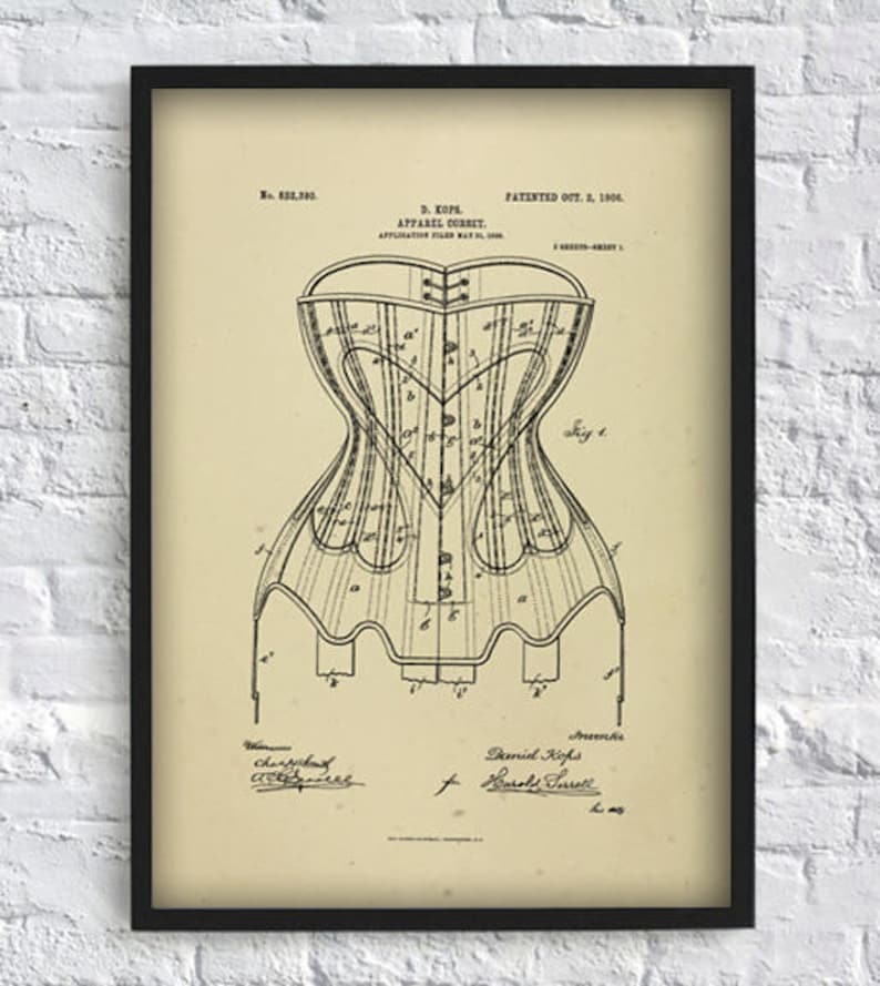 Woman Corset Print, Fashion History Poster, Wall Art Decor, Patent ...