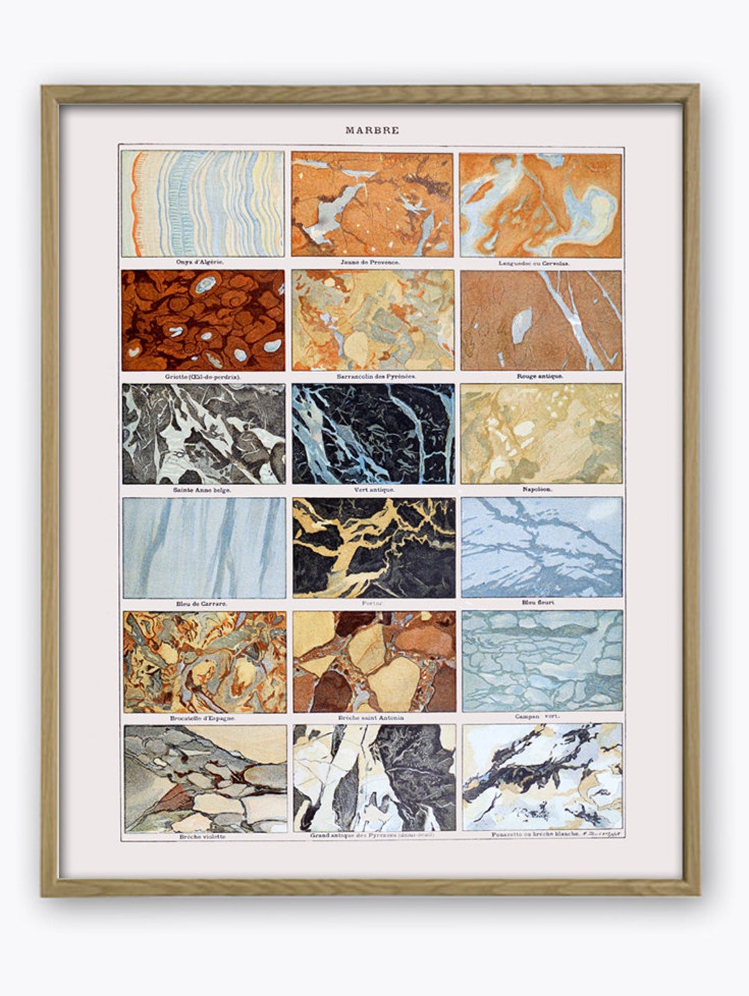 Marble Stones Print, Geology Print Art, Types of Marble Stones Print ...