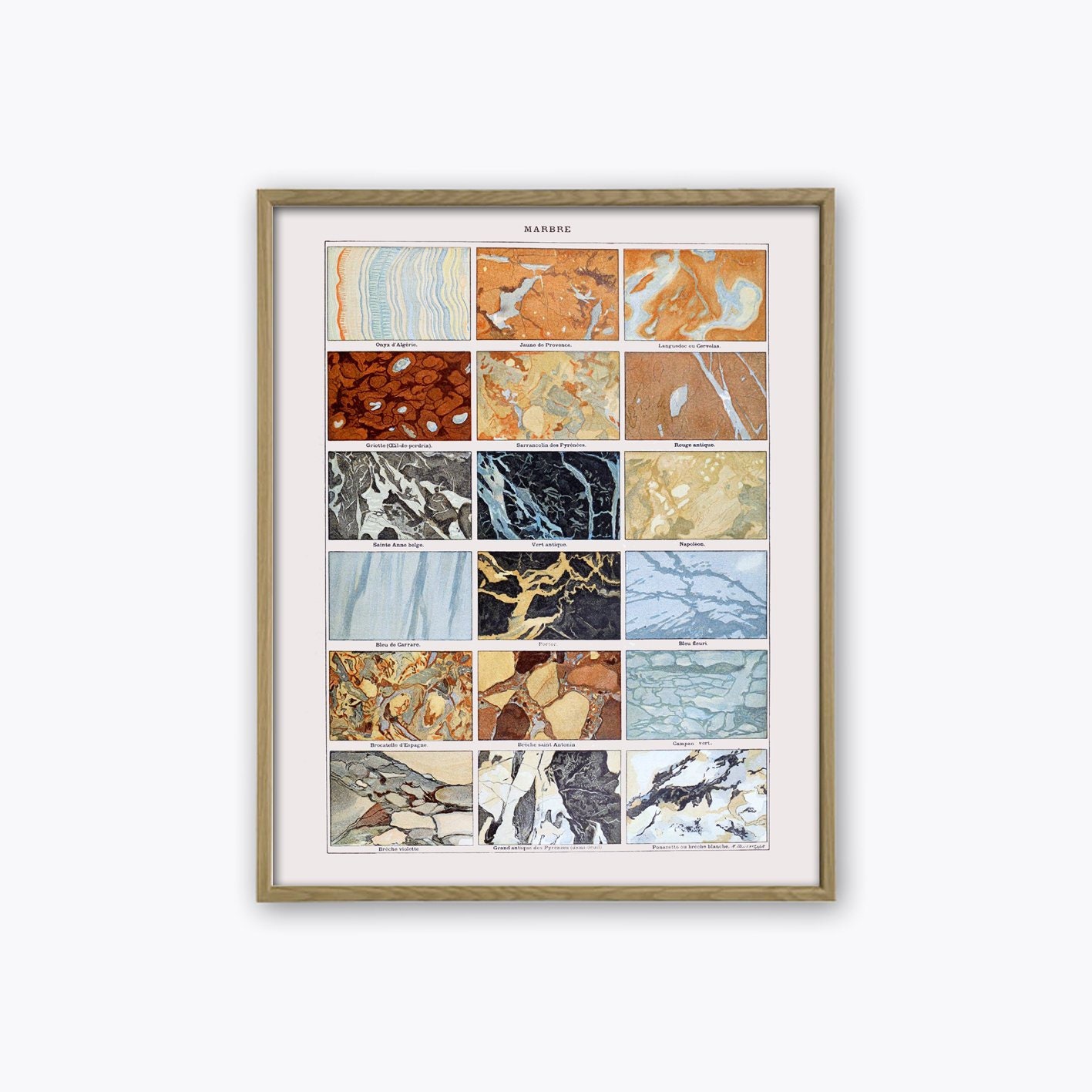 Marble Stones Print, Geology Print Art, Types of Marble Stones Print ...