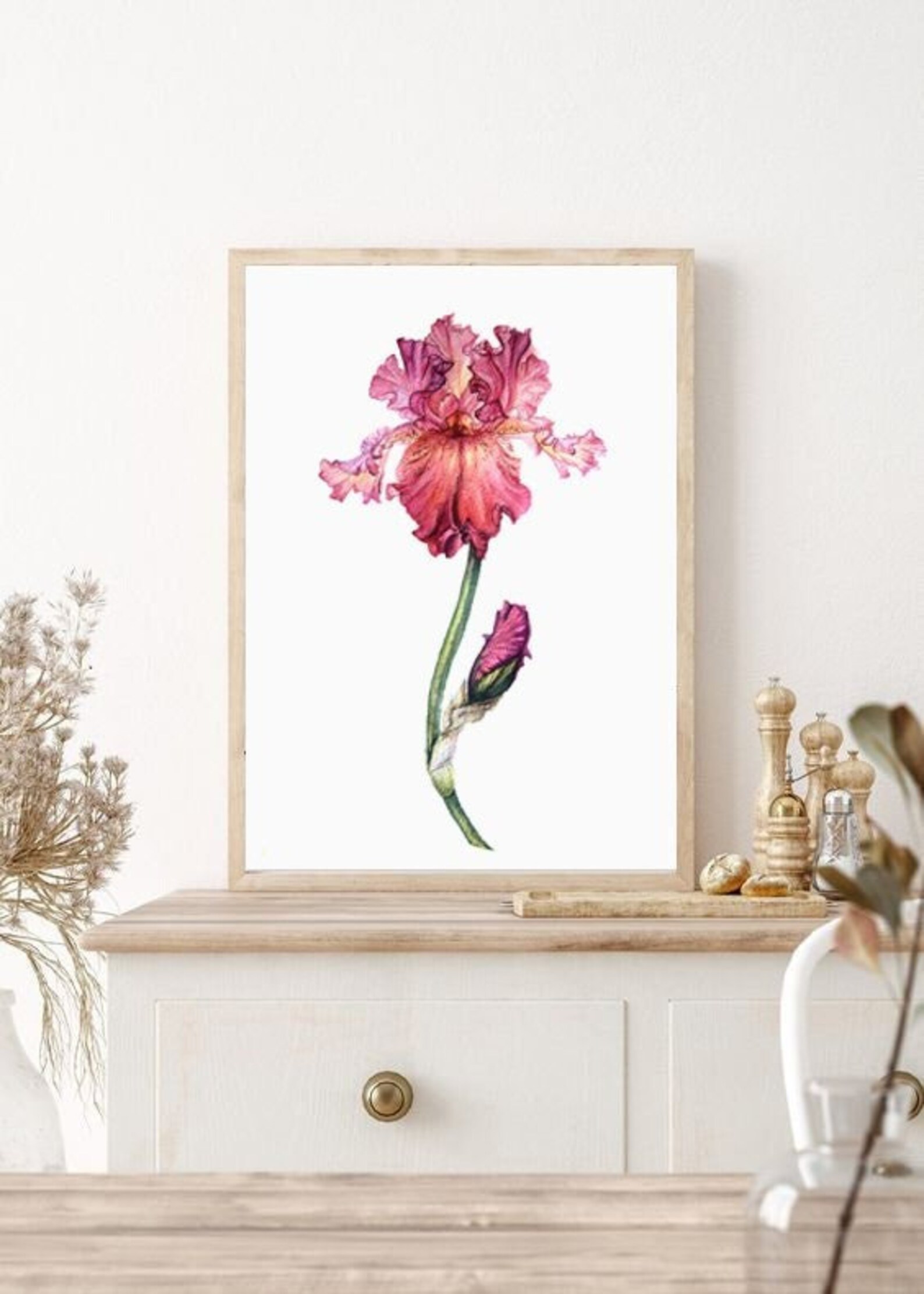 Iris Flower Print Iris Watercolor Flowers Wall Art Print - Etsy