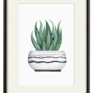 Cactus Plant Print Set of 6, Flowers Pot, Watercolour Indoor Plants ...