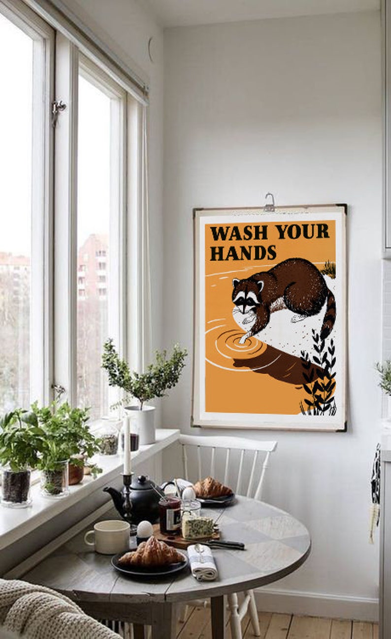 Wash Your Hands Poster Vintage Bathroom Sign Bathroom Sink - Etsy