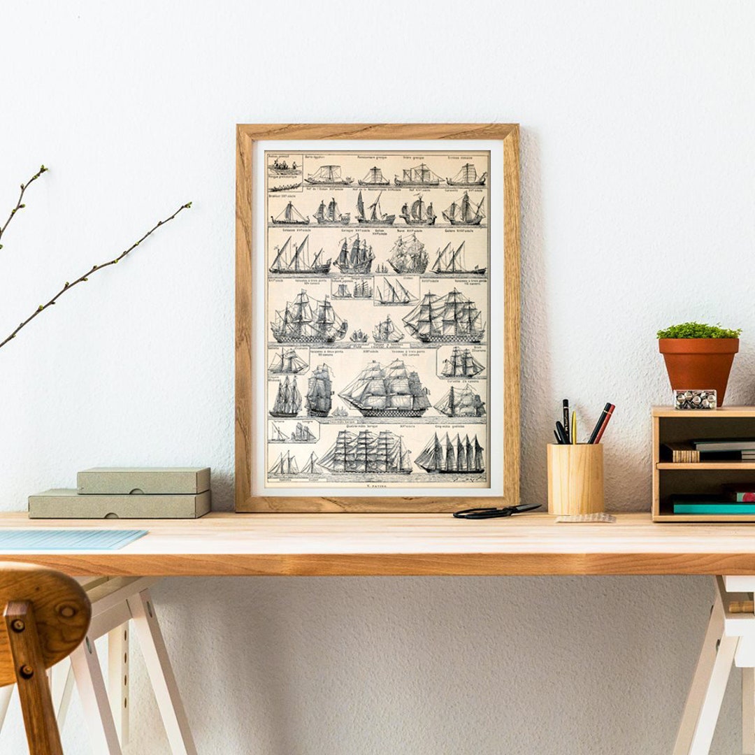 Ship Print - Sailing Ship Poster - Nautical Poster - Frigate Print ...
