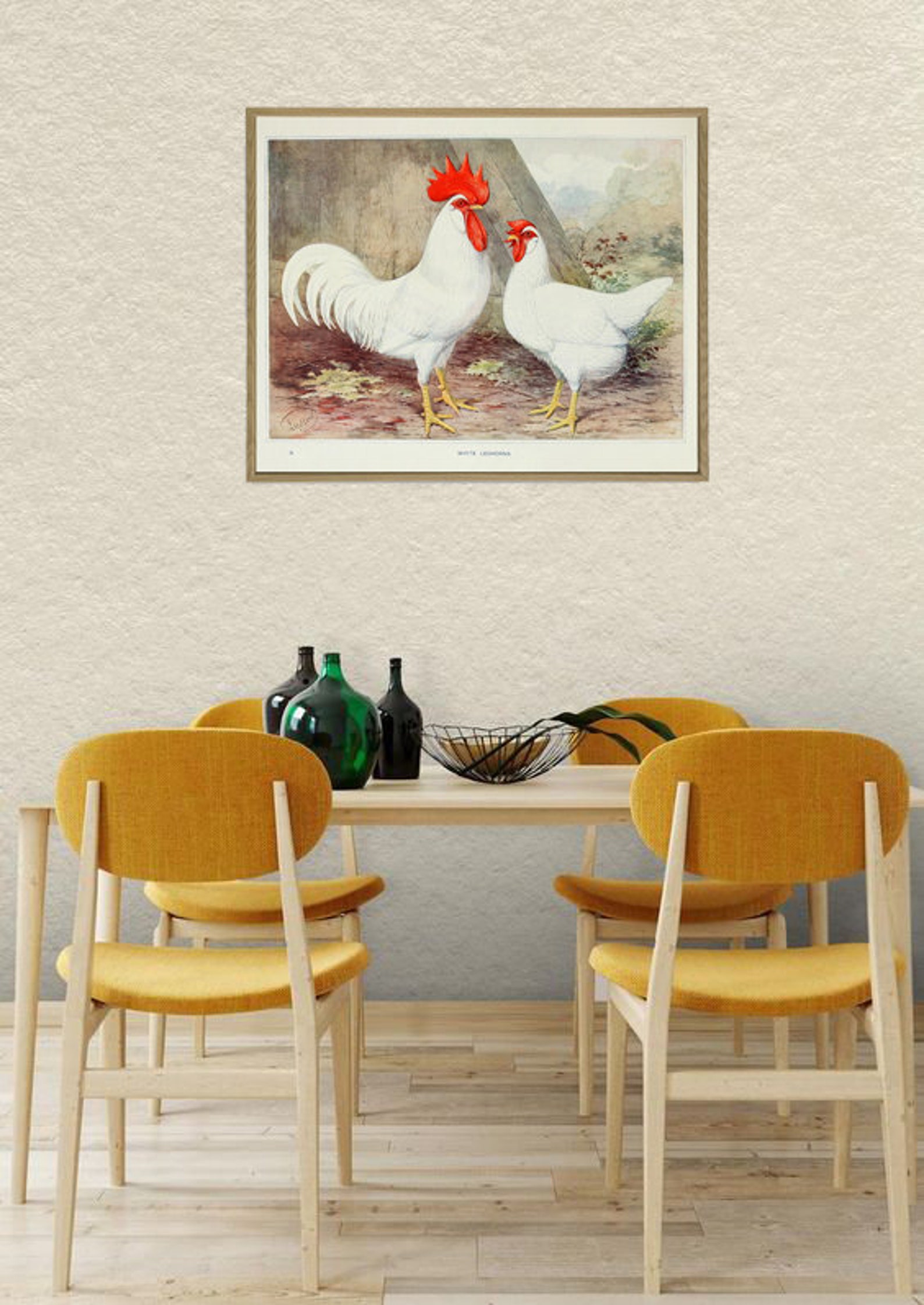 Rooster Print, Chickens Print, Bird Poster, Kitchen Wall Art Decor ...