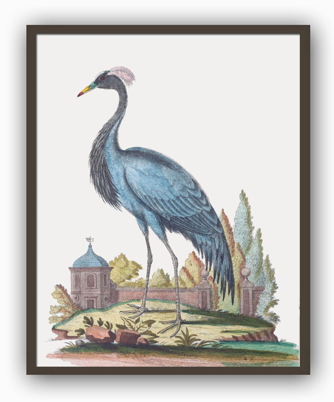 Blue Bird Print Crane Print Bird Wall Decor Large Poster - Etsy