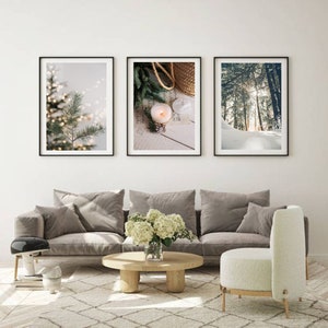 Christmas Wall Art Set of 3 Large Winter Prints Poster Snowy Set of 3 ...