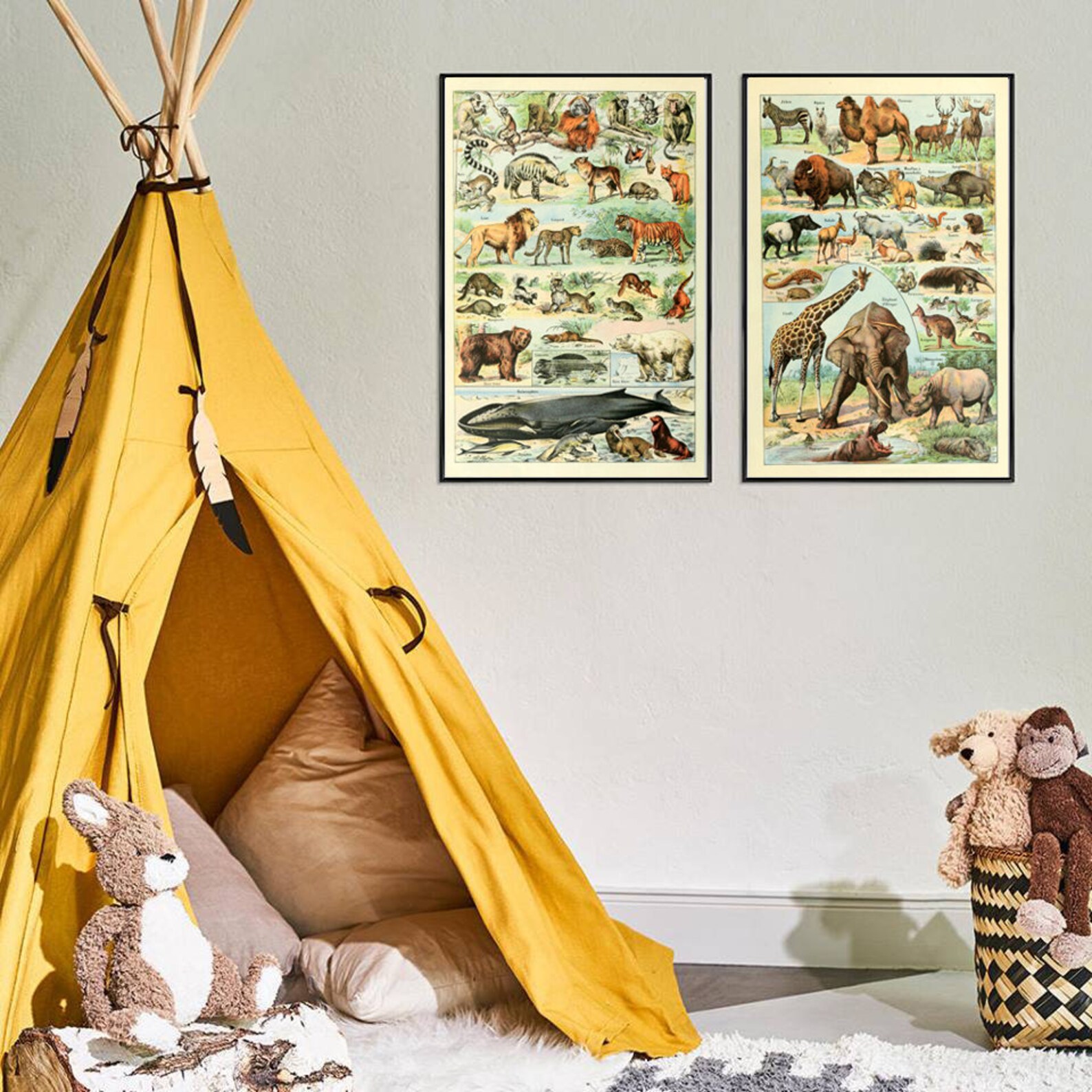 Set of 2 Animal Print - Animals Poster - Animals Wall Art Print ...