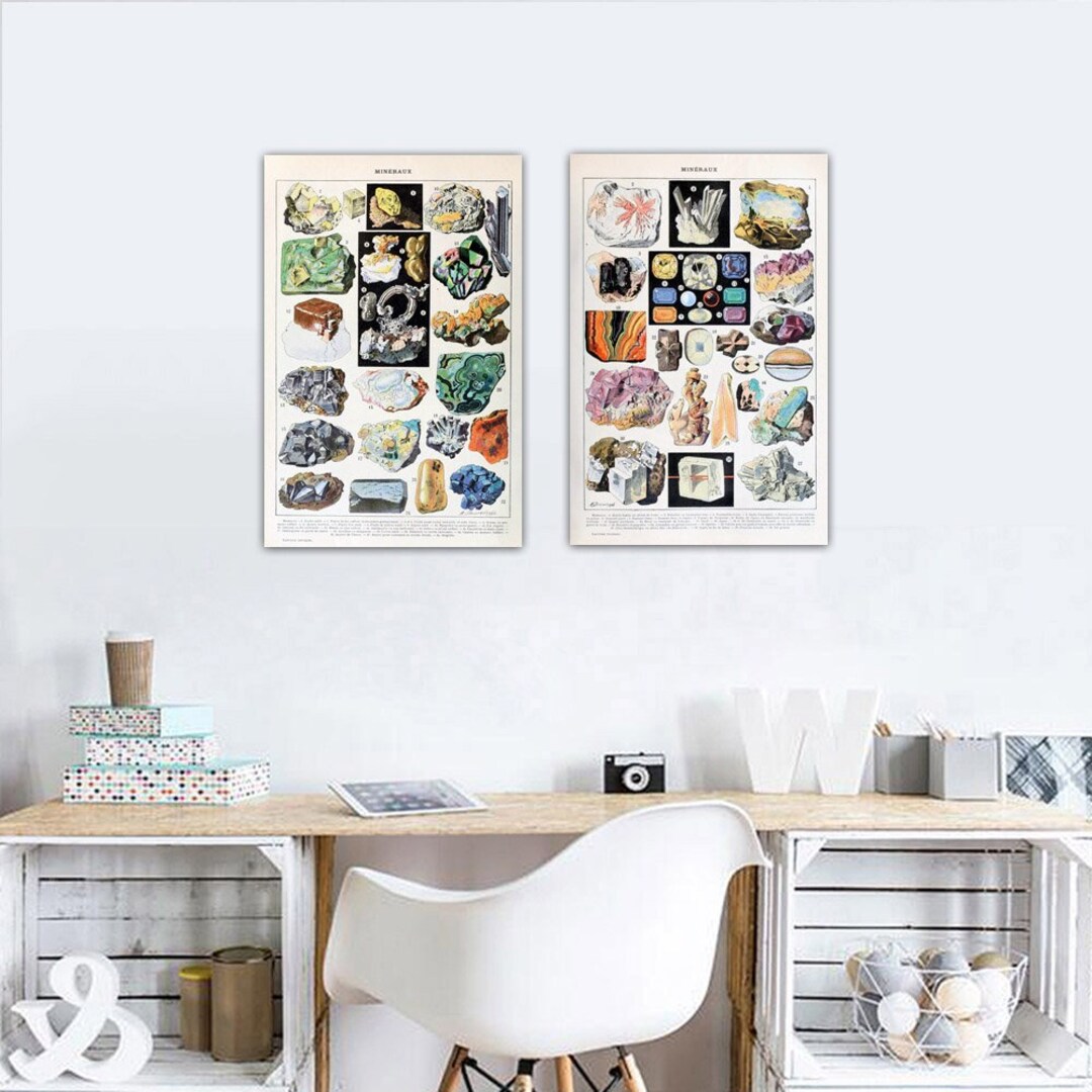 Mineralogy Art Print Set, Crystal & Stone Decor, Geology Print Art ...