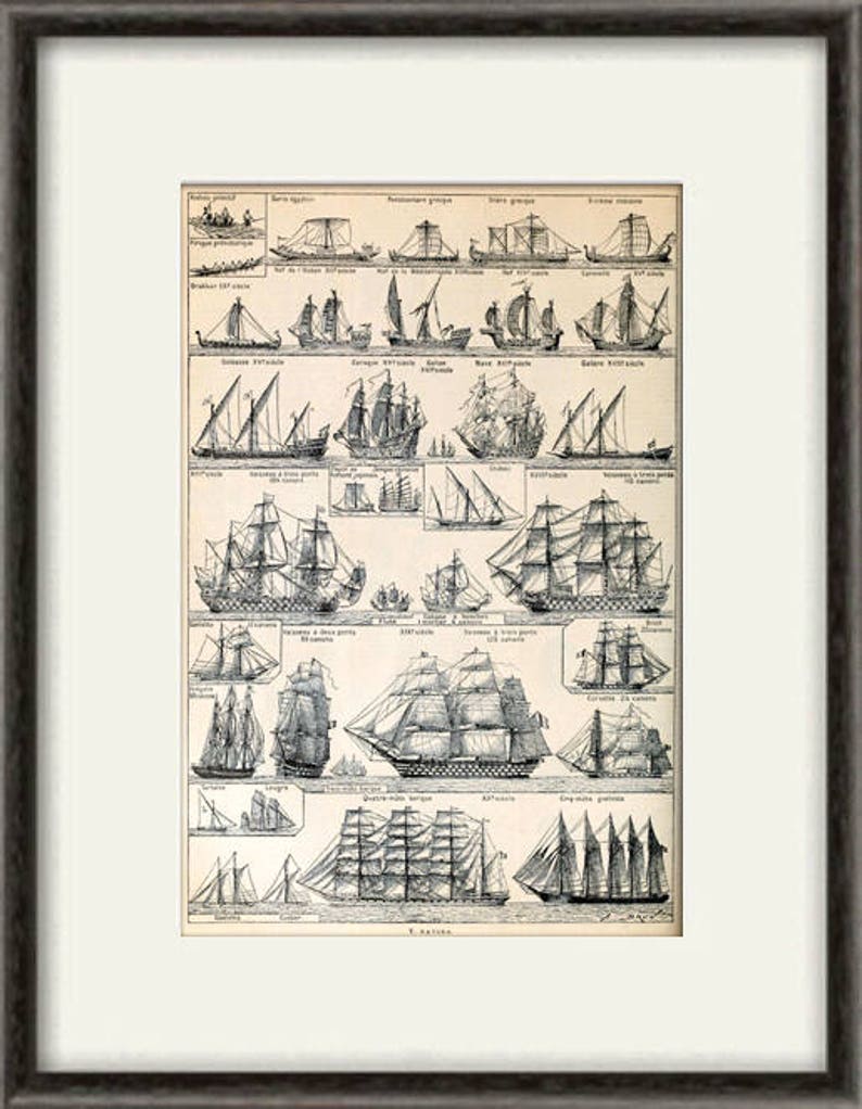 Ship Print - Sailing Ship Poster - Nautical Poster - Frigate Print ...
