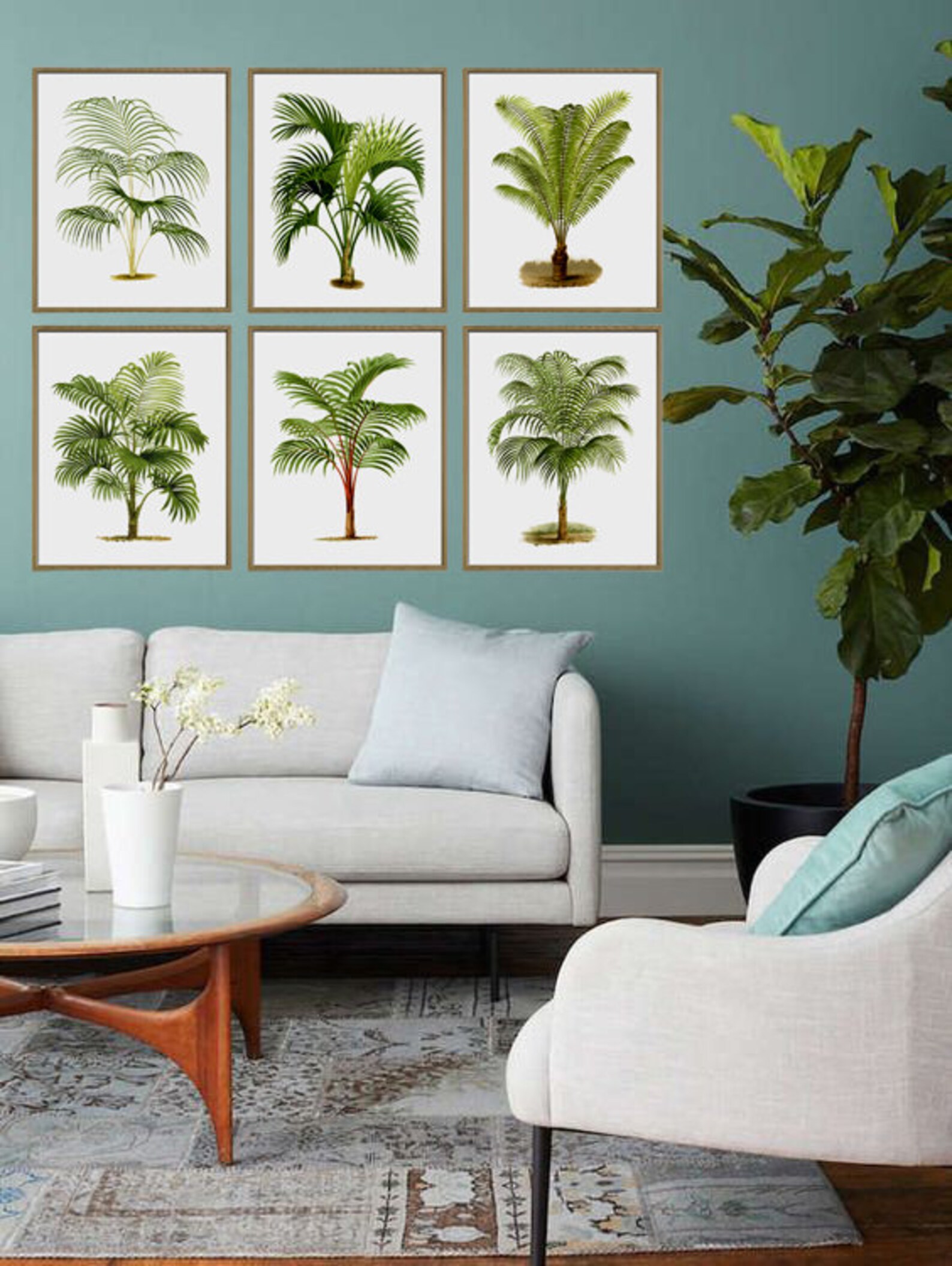 Palm Tree Prints Set of 6 Palm Leaves Print Palm Botanical - Etsy Australia