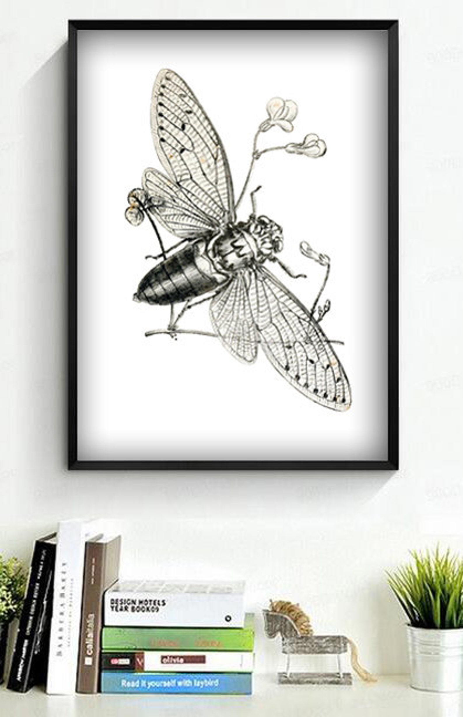 Cicada Insect Art Print Vintage Painting Print Entomology - Etsy