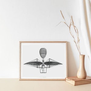 Early Flying Machine Print, History of Aviation, Wall Art Decor ...