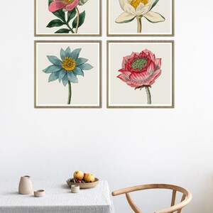 Flower Art Print Set Botanical Print Square Wall Art Decor - Etsy