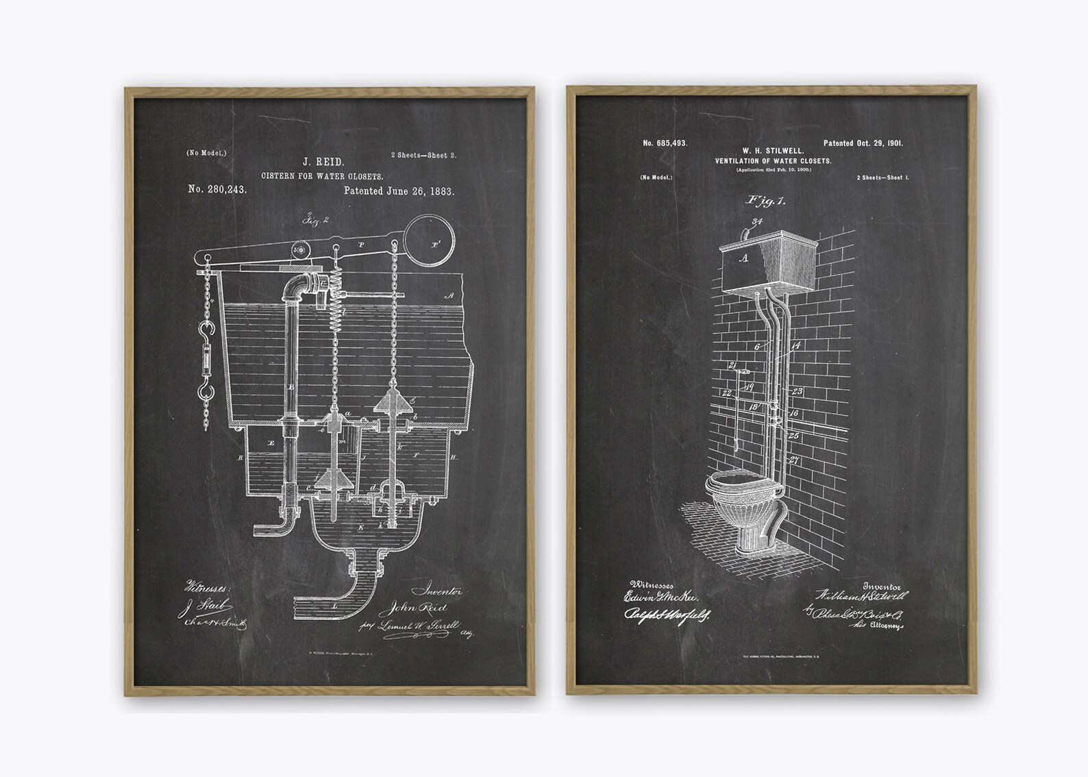 Toilet Wall Art Print Bathroom Decor Vintage Patent Poster | Etsy