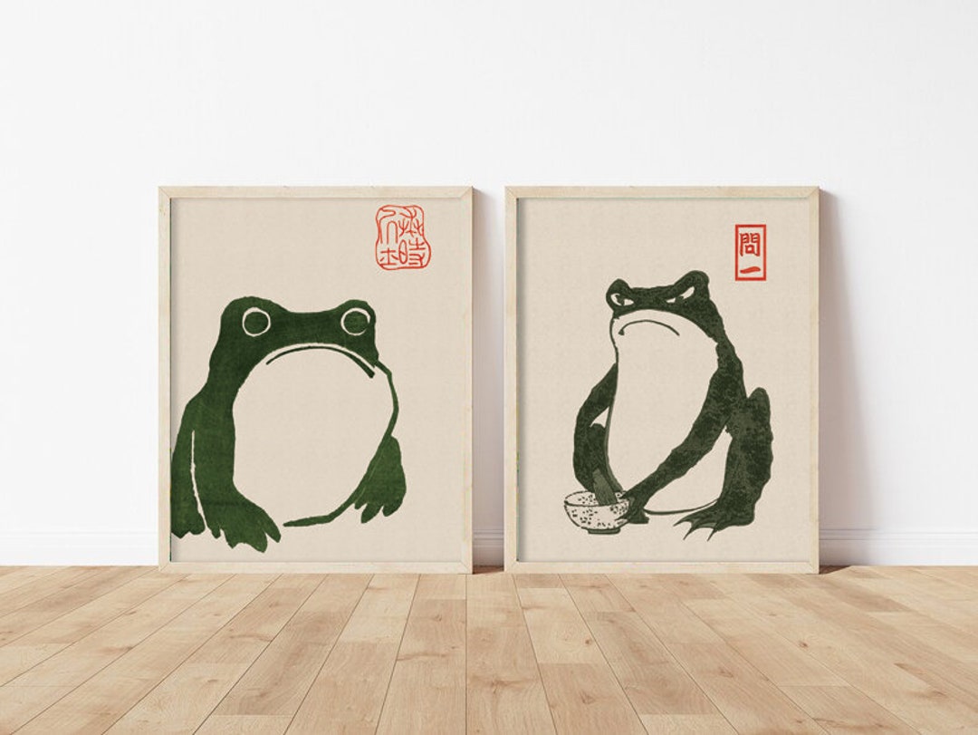 Frog Print Set of 2 Matsumoto Hoji Japanese Art, Living Room Decor ...