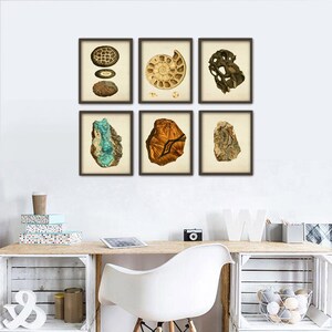 Stones and Minerals Print Set of 6, Stones Mineral Art Decor, Geology ...
