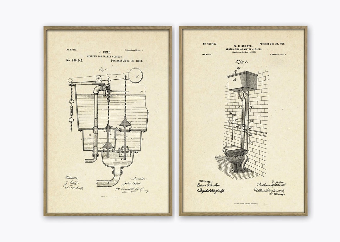 Toilet Wall Art Print, Bathroom Decor, Vintage Patent Poster Print ...