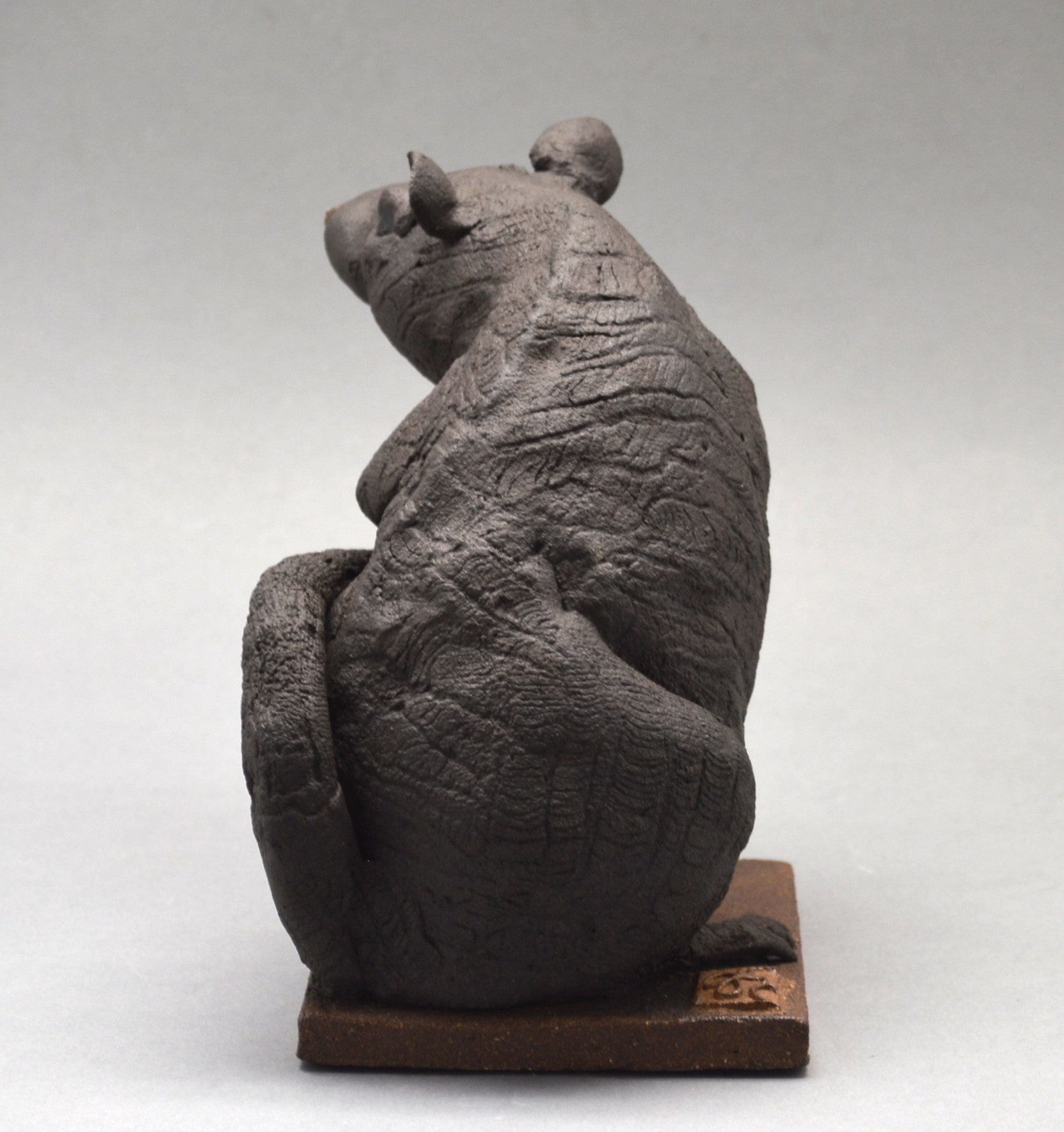 Black ceramic rat sculpture | Etsy