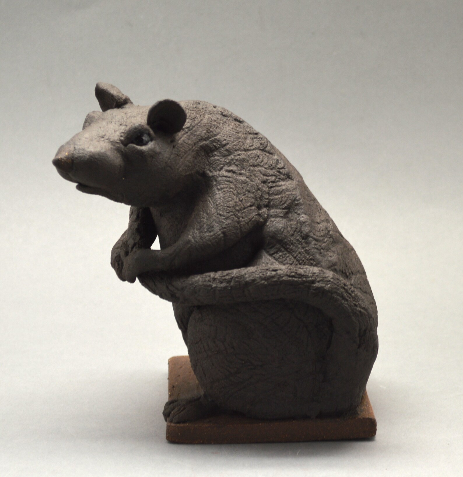 Black ceramic rat sculpture | Etsy