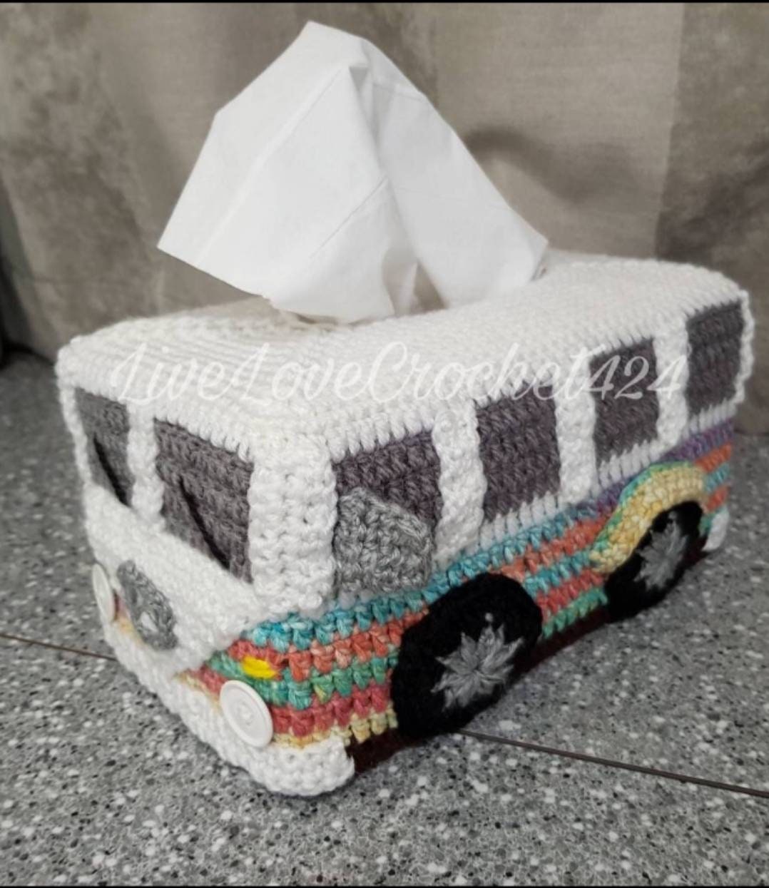 Kombi Tissue Box Cover - Crochet Pattern UK Terms — Live Love Crochet Shaz