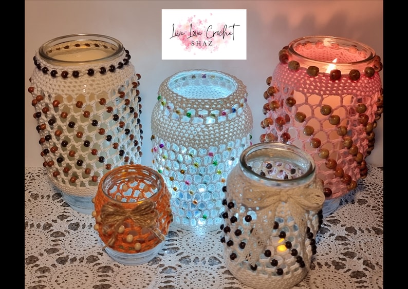 Boho Beaded Jar Cover Downloadable PDF Crochet Pattern - Etsy