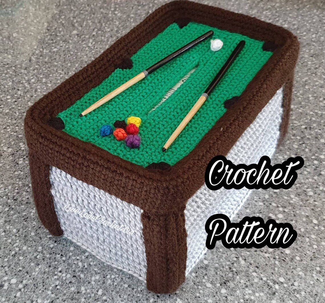Pool Table Tissue Box Cover Downloadable PDF Crochet Pattern - Etsy