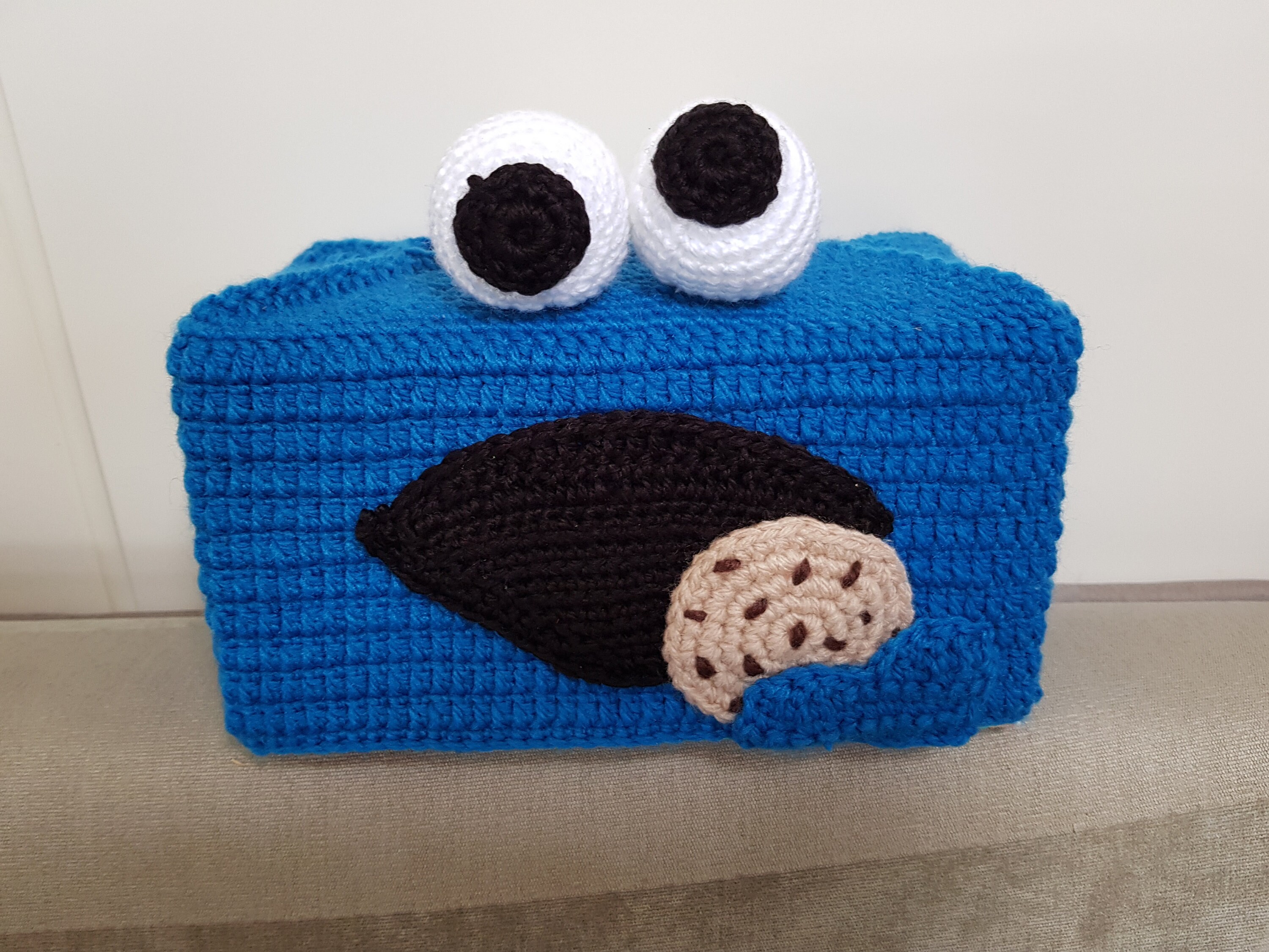Blue Monster Tissue Box Cover Downloadable PDF Crochet Pattern - Etsy