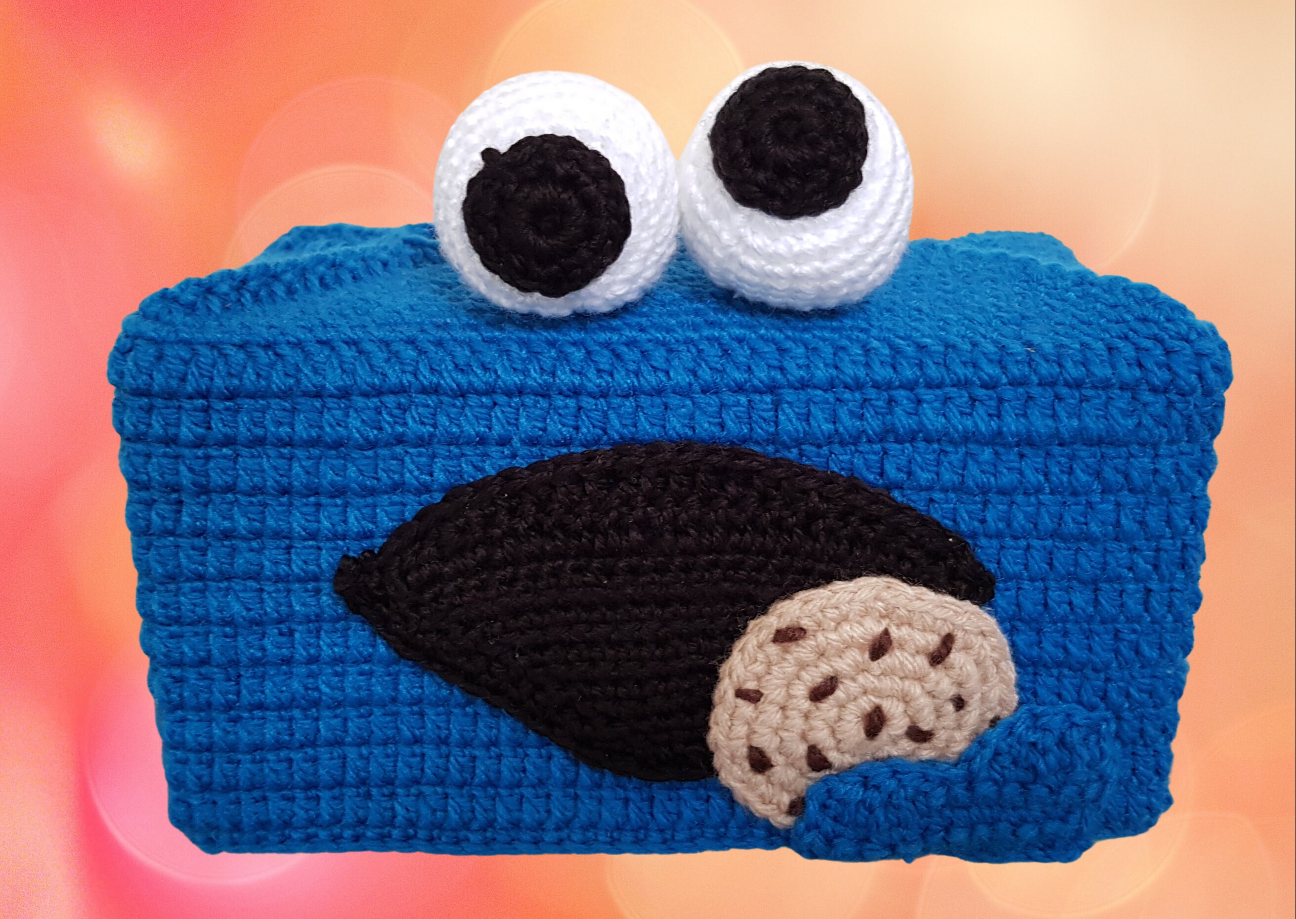 Blue Monster Tissue Box Cover Downloadable PDF Crochet Pattern - Etsy
