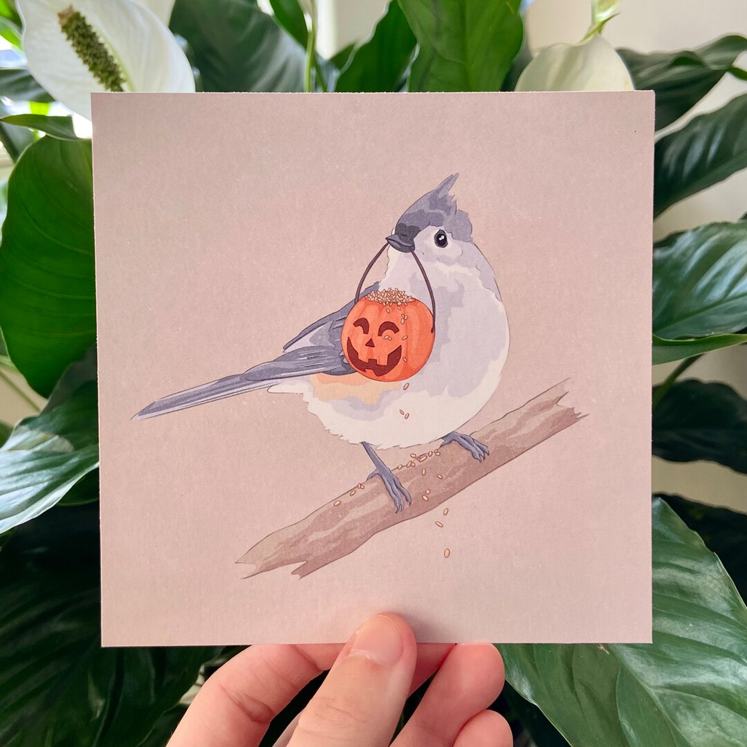Tufted Titmouse Art Print | Halloween Artwork, Wall Art, Cute Birds ...