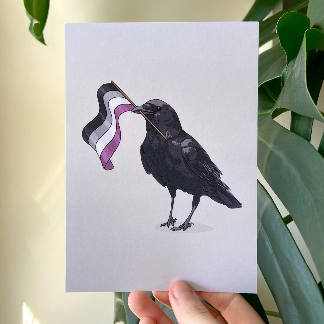 Asexual Crow Art Print | Asexual Pride Wall Art, LGBTQ Room Decor, Ace ...
