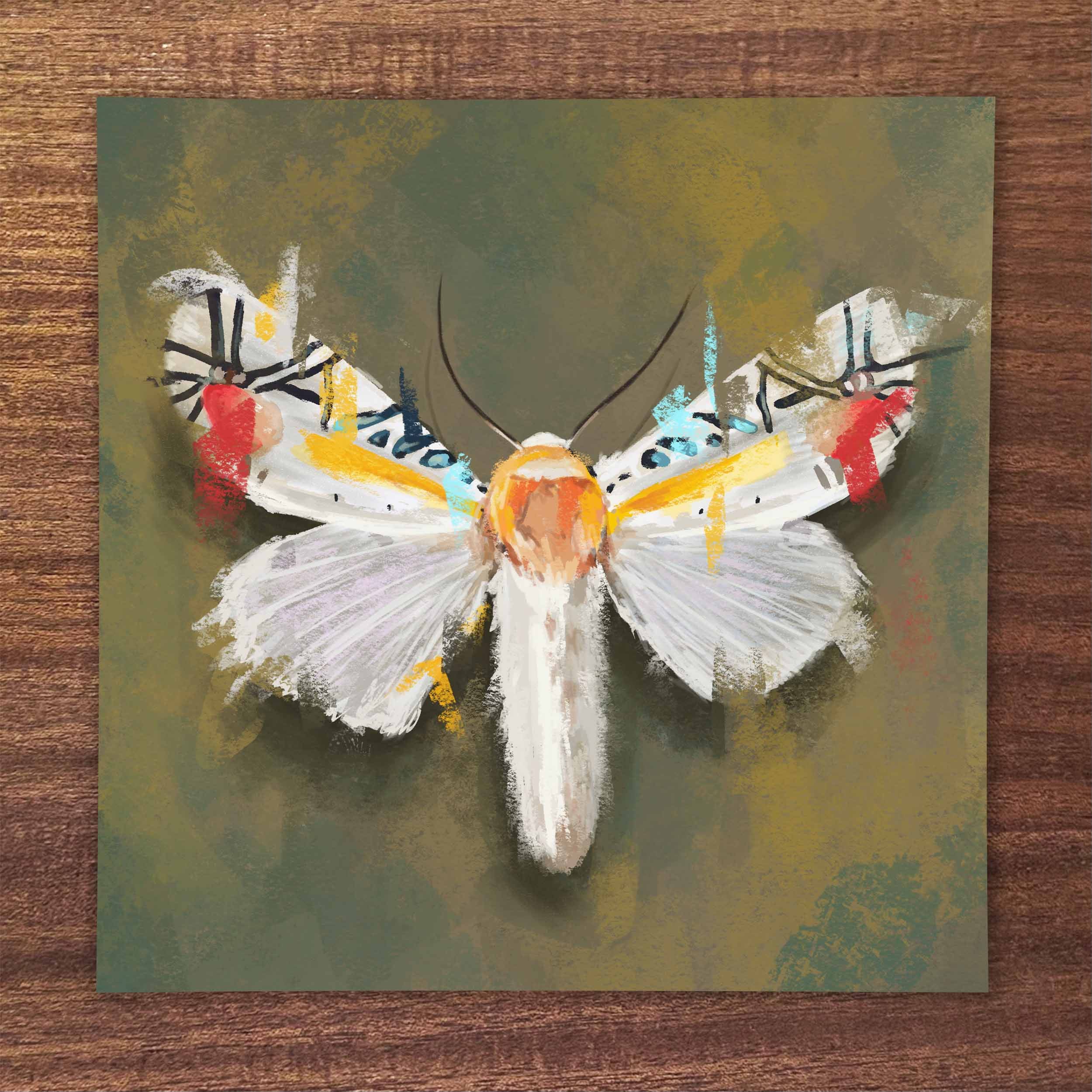 Picasso Moth Art Print Wall Art, Digital Painting, Colorful Insects ...