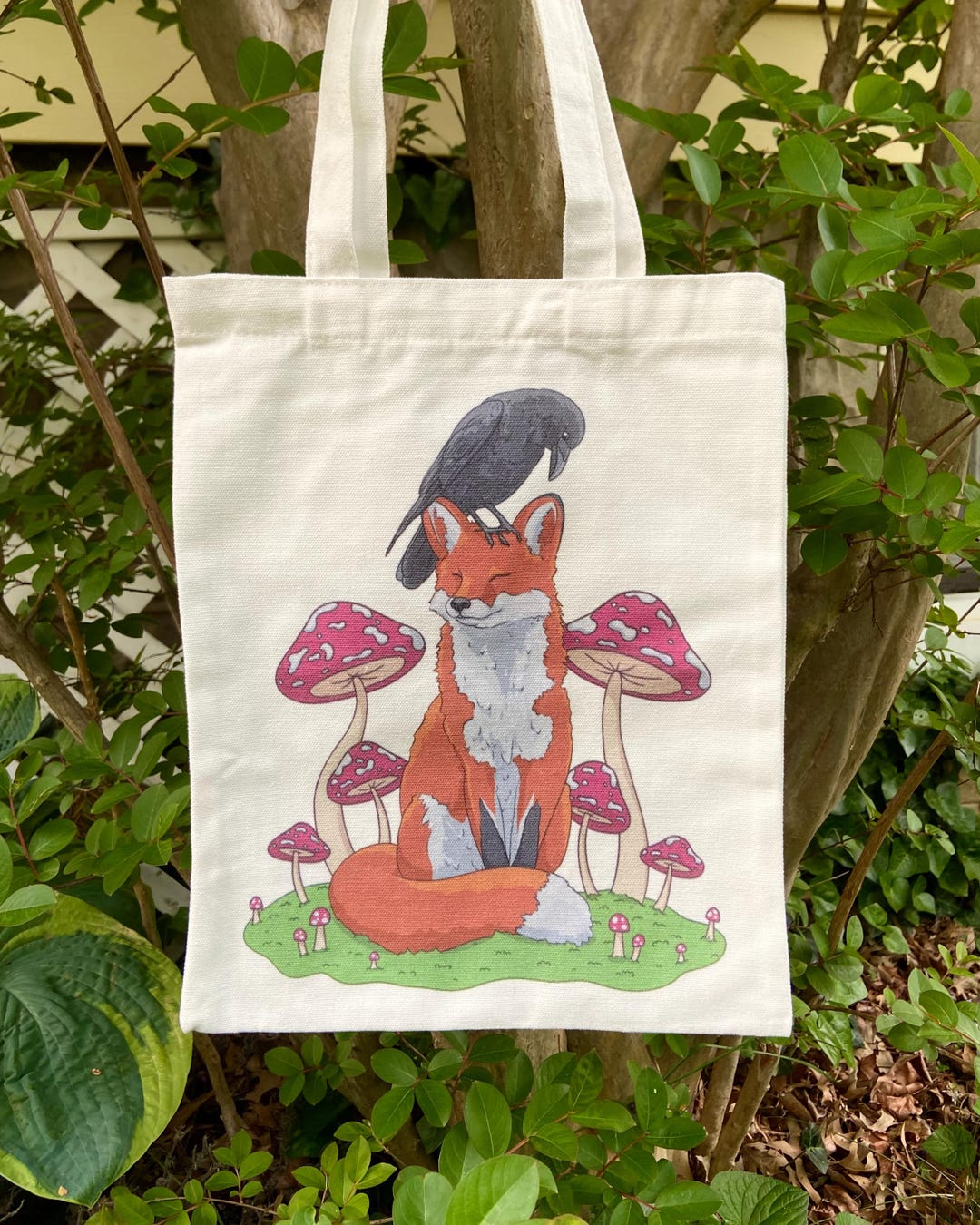 Fox & Crow Tote Bag | Double-sided, Nature Tote Bags, Canvas Tote Bag ...