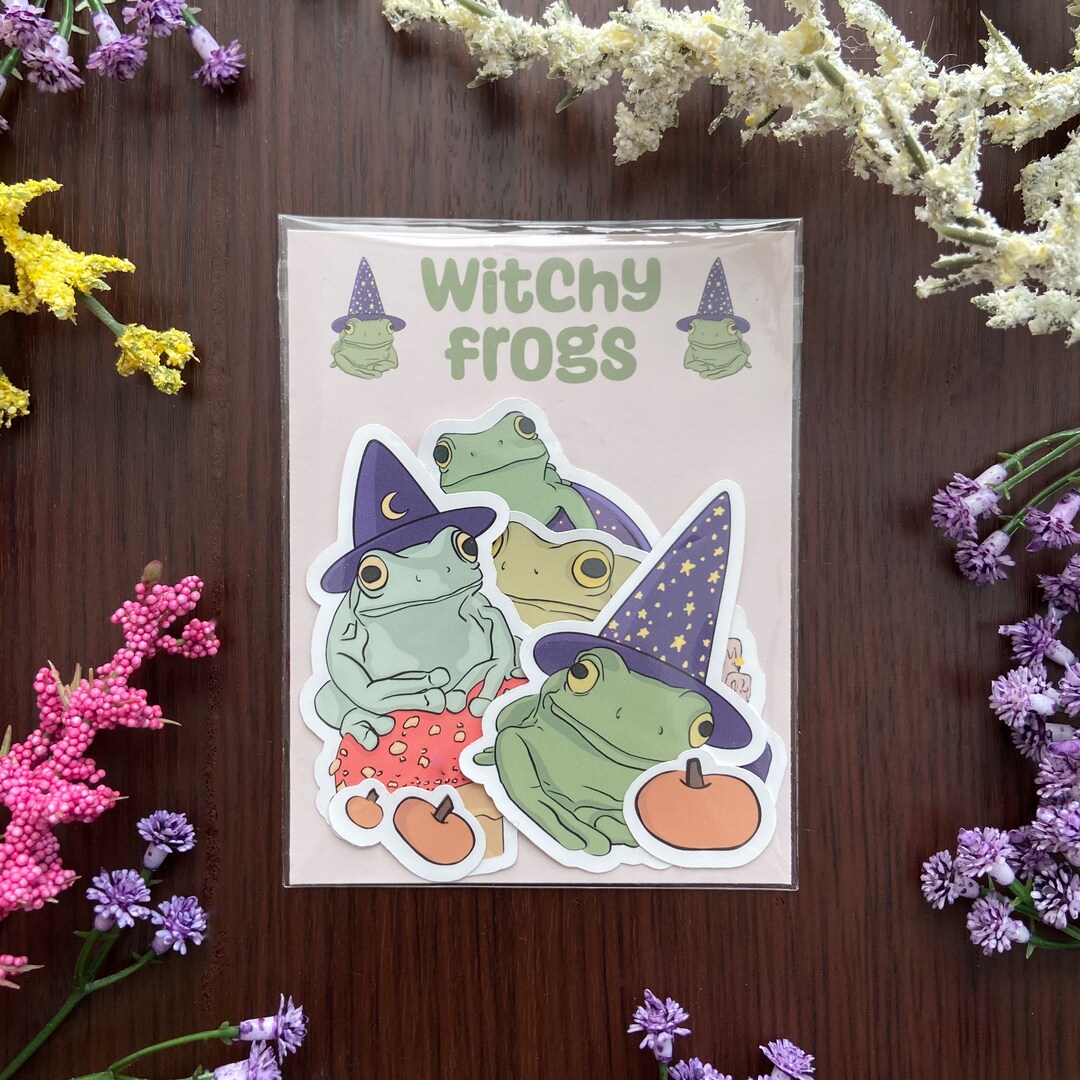Witchy Frogs Sticker Pack | Frog Laptop Stickers, Halloween, Witchcraft ...