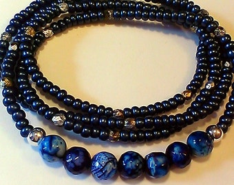 Beaded blue necklace | Etsy
